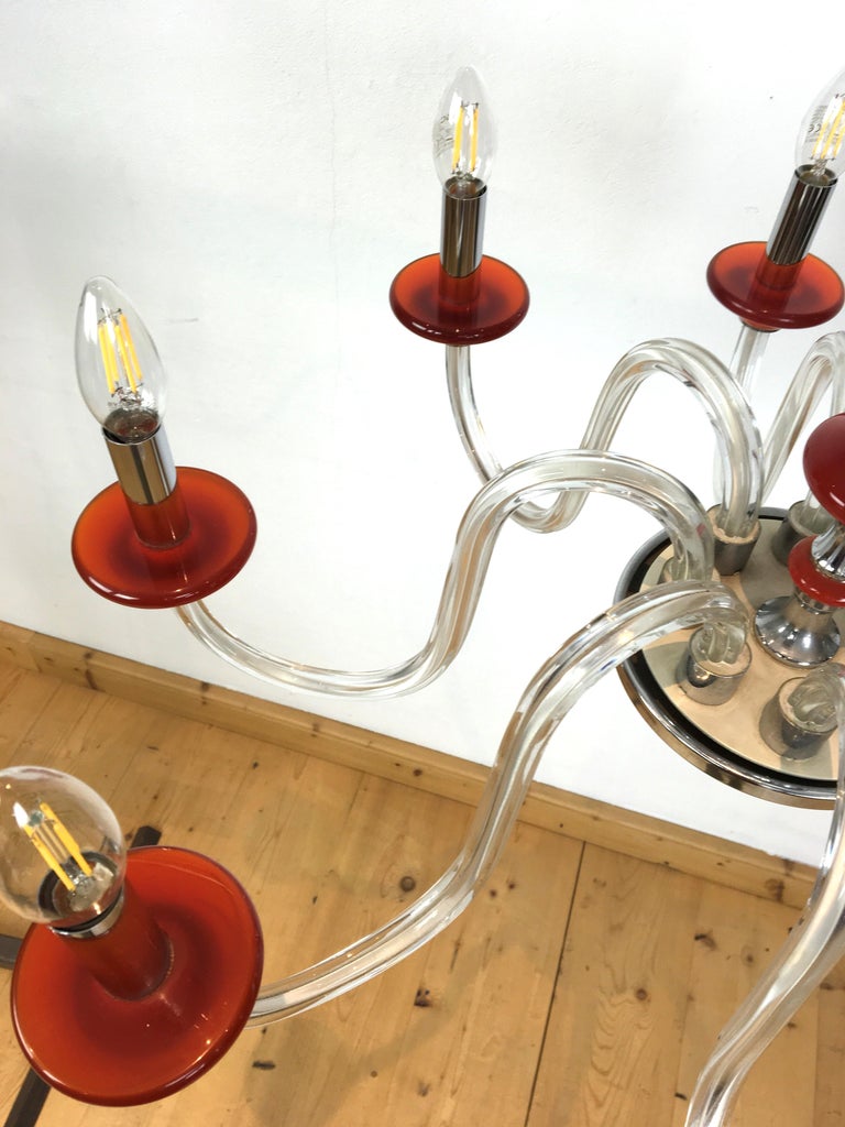 Orange Murano Glass Chandelier, Italy, Mid-20th Century For Sale at ...