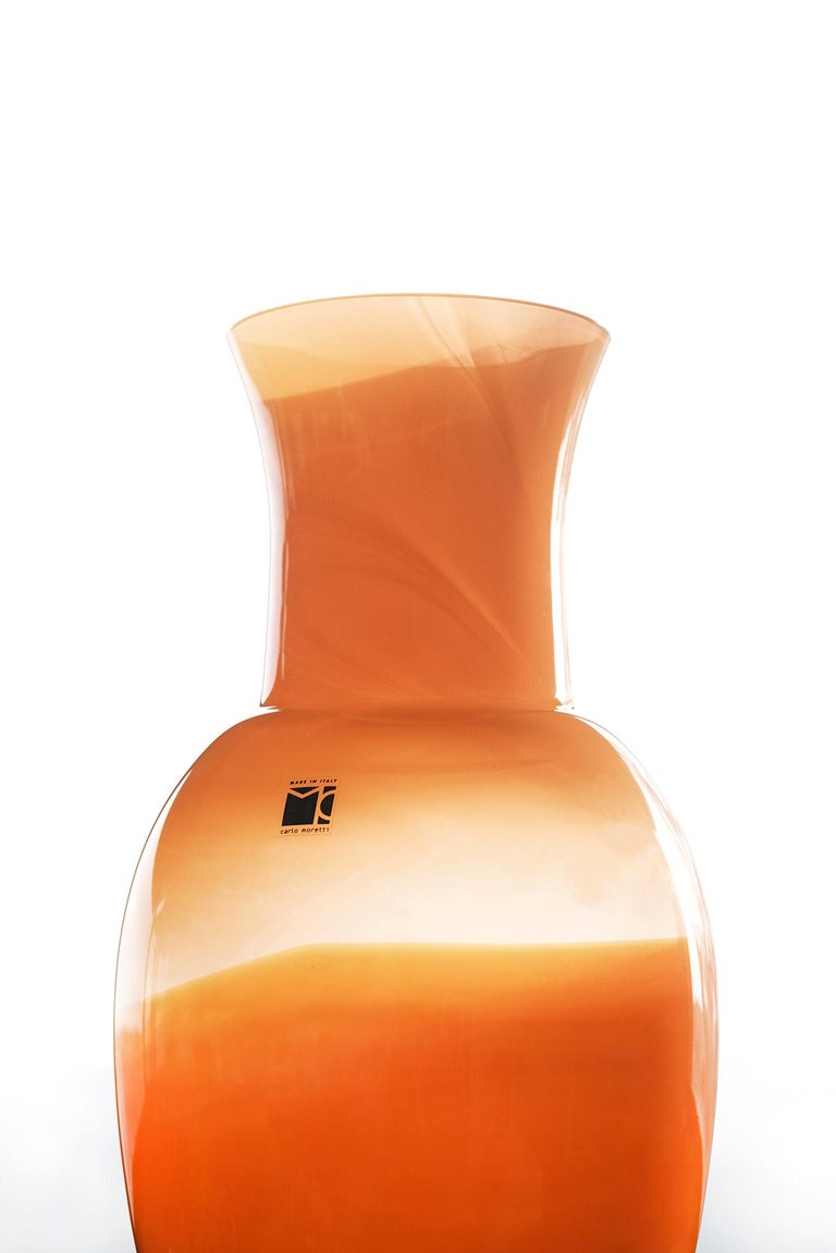 Orange Murano Glass Vase by Carlo Moretti, Italy For Sale at 1stDibs