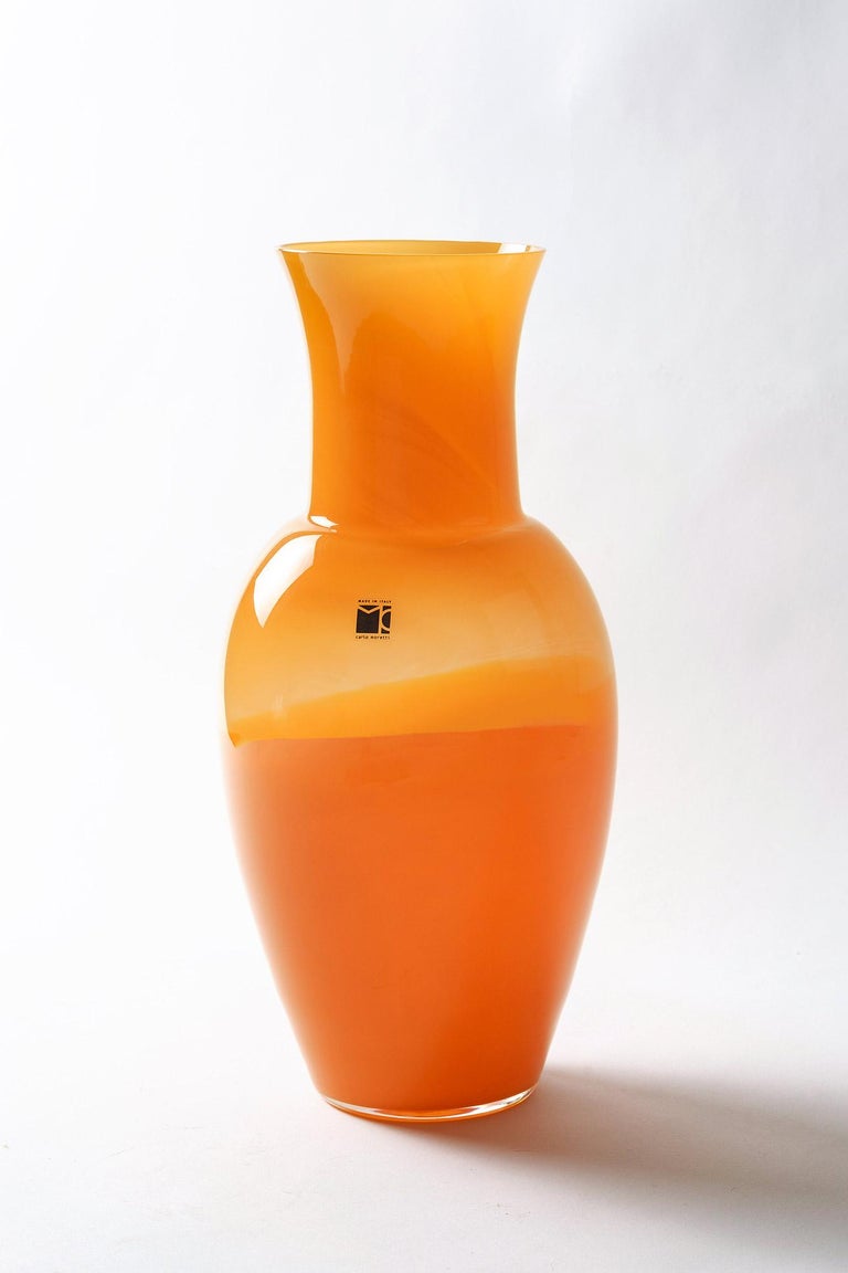 Orange Murano Glass Vase by Carlo Moretti, Italy For Sale at 1stDibs