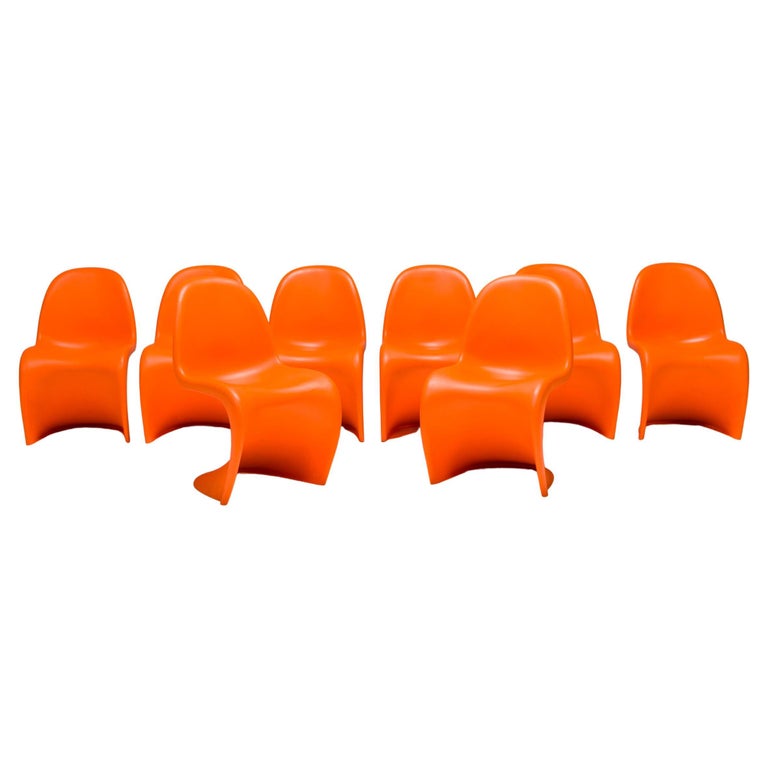 Orange Panton Chairs by Verner Panton for Vitra, Set of 8 For Sale at ...