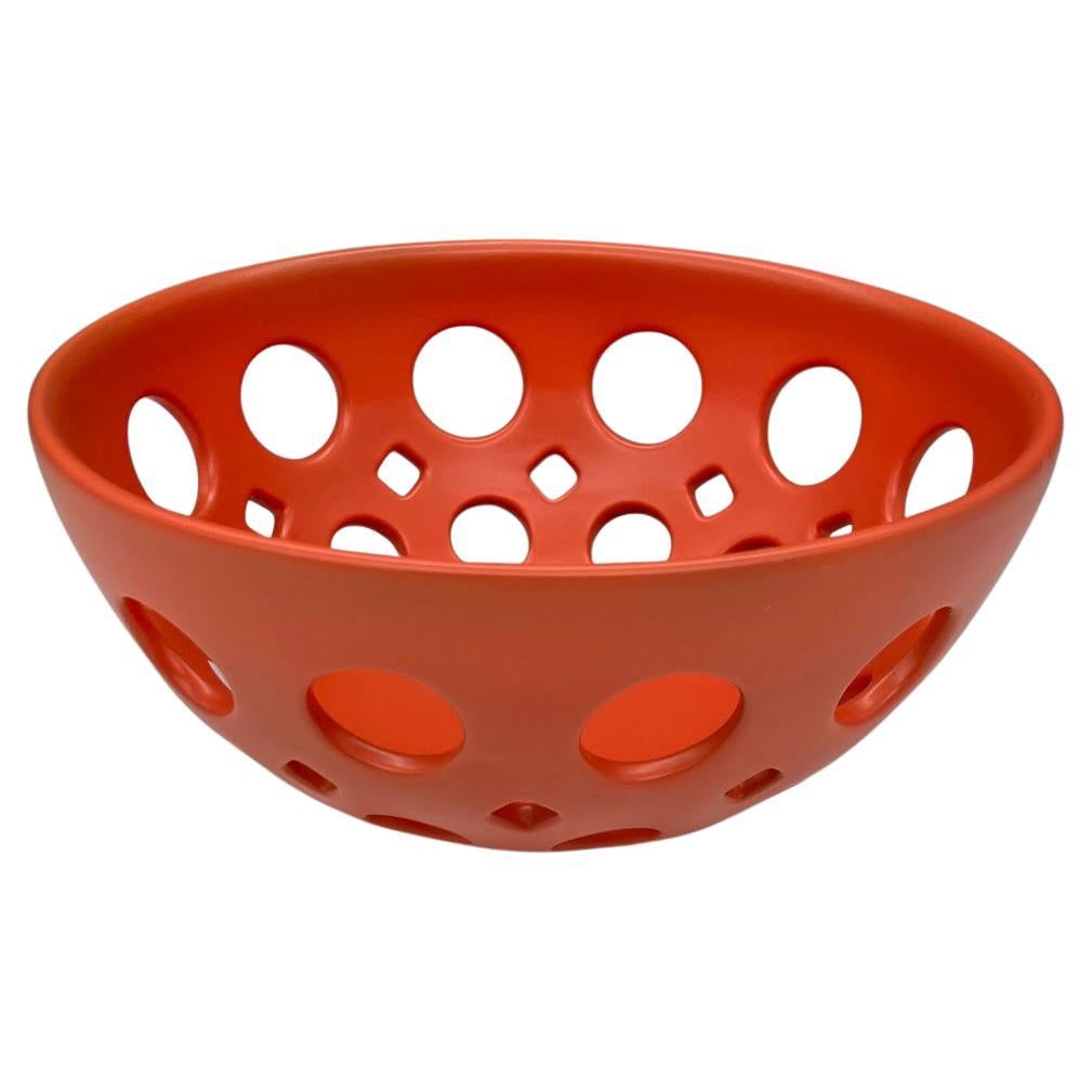 ORange Pierced Ceramic Tabletop Bowl, in Stock For Sale at 1stDibs