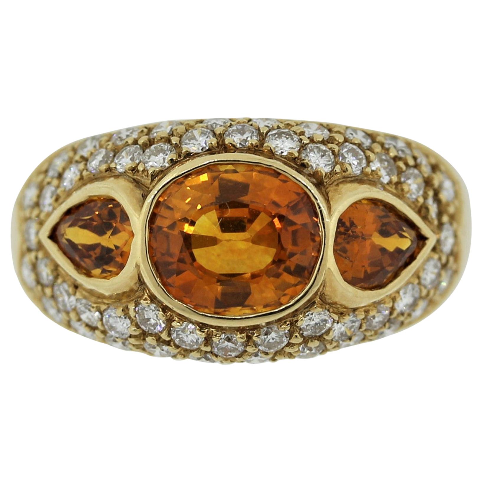 Mexican Opal Orange Sapphire Diamond Gold Ring at 1stDibs | mexican ...