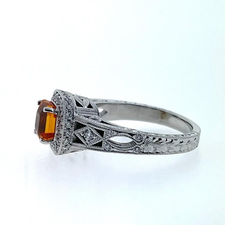 Orange Sapphire Diamond Ring For Sale at 1stDibs