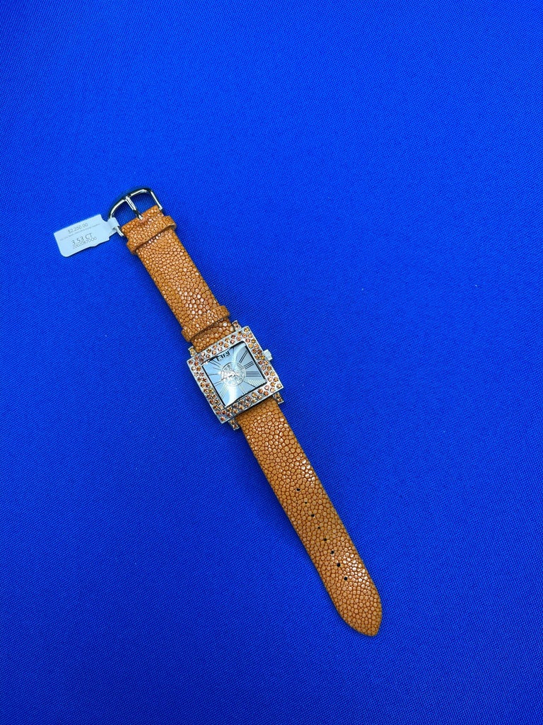 Orange Sapphire and Diamonds Pave Dial Luxury Swiss Quartz Exotic ...
