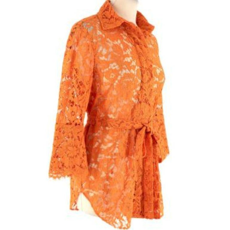 Orange Sheer Lace Shirt For Sale at 1stDibs
