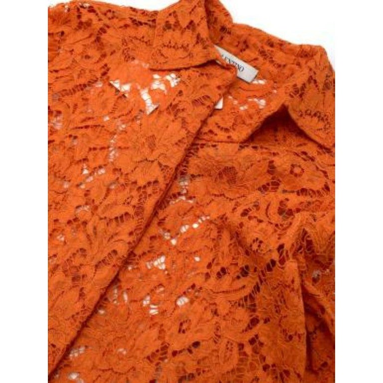 Orange Sheer Lace Shirt For Sale at 1stDibs