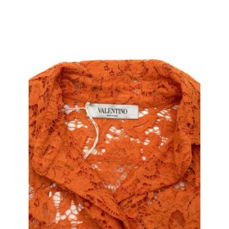 Orange Sheer Lace Shirt For Sale at 1stDibs