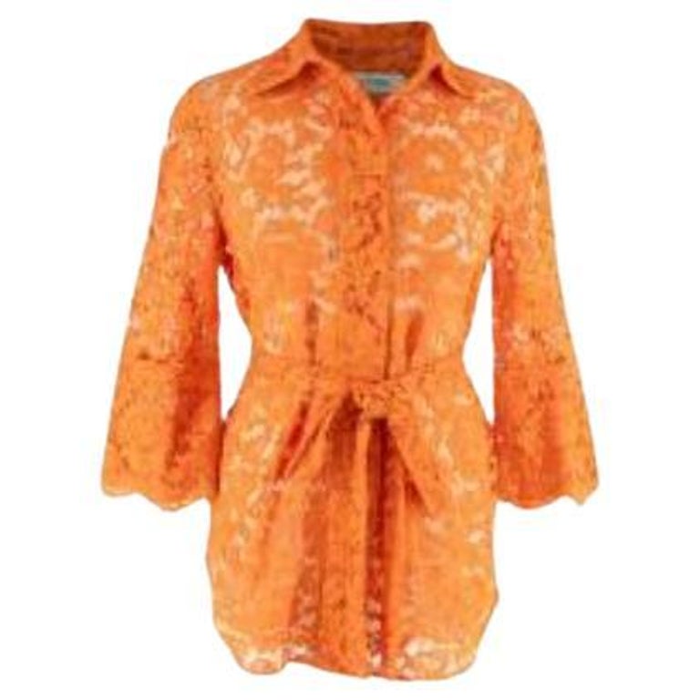 Orange Sheer Lace Shirt For Sale at 1stDibs