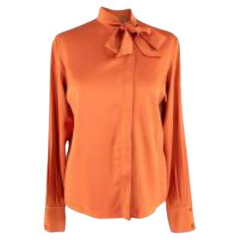 Orange Silk Lavaliere Blouse For Sale at 1stDibs