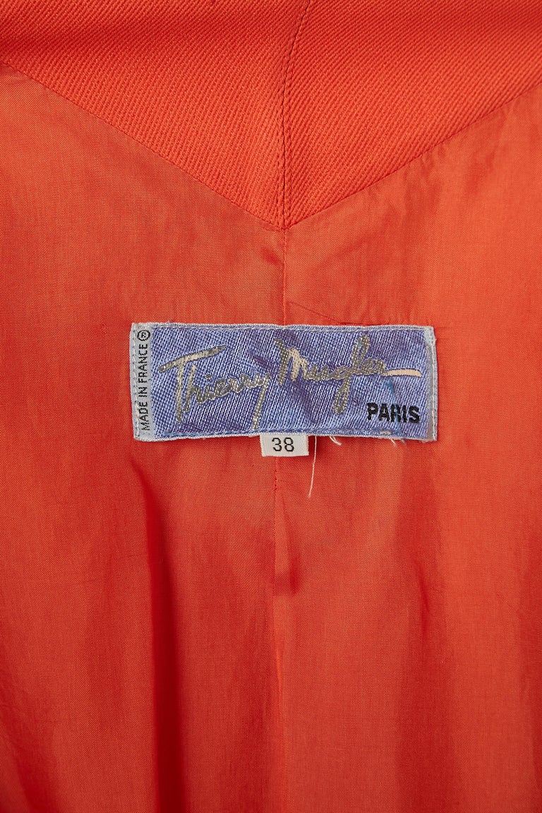 Orange single-breasted jacket with snap in the middle front Thierry ...