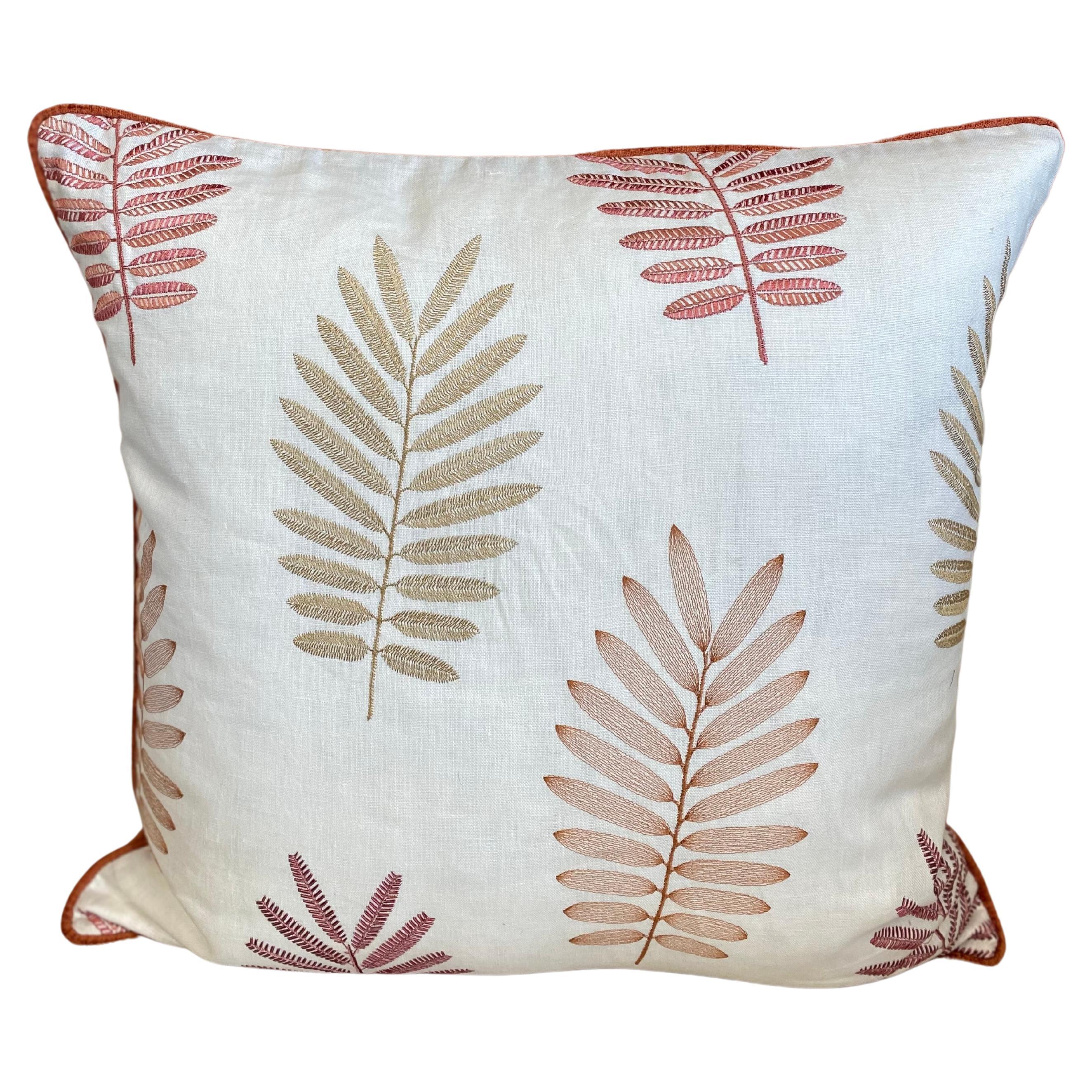 Orange Velvet Silk Print on White Linen with Orange Velvet Back / Welt ...