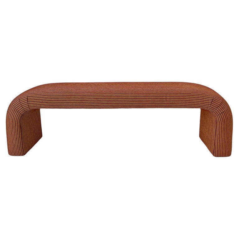 Orange Velvet Stripe Waterfall Bench by Steve Chase For Sale at 1stDibs