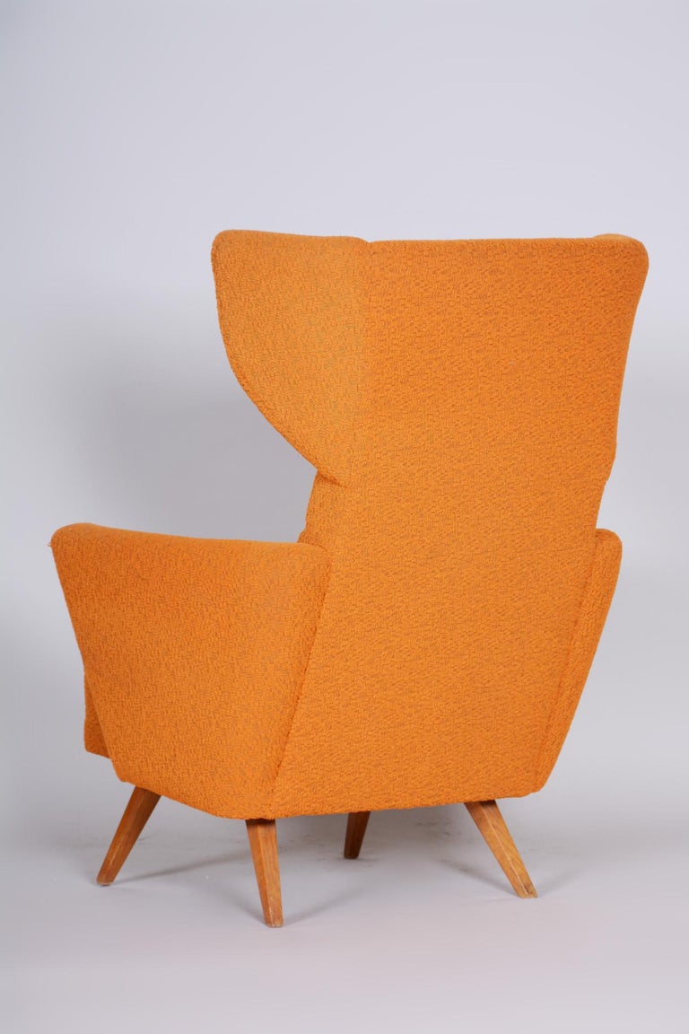 Orange Wingback Armchair, Original Condition, Made in 1950s Czechia For ...