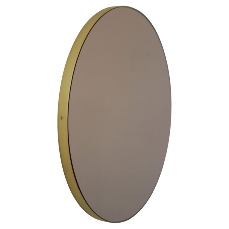 Orbis Bronze Tinted Handcrafted Circular Mirror with Brass Frame ...