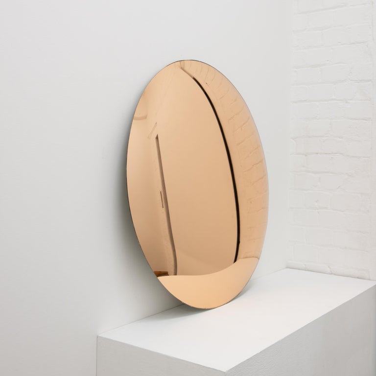 Orbis Convex Rose Gold Handcrafted Frameless Round Mirror w Brass Clips ...