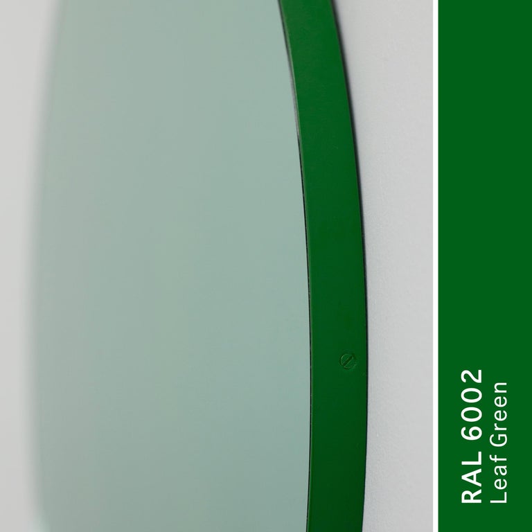 Orbis Green Tinted Modern Round Mirror with Green Frame, Small at 1stDibs