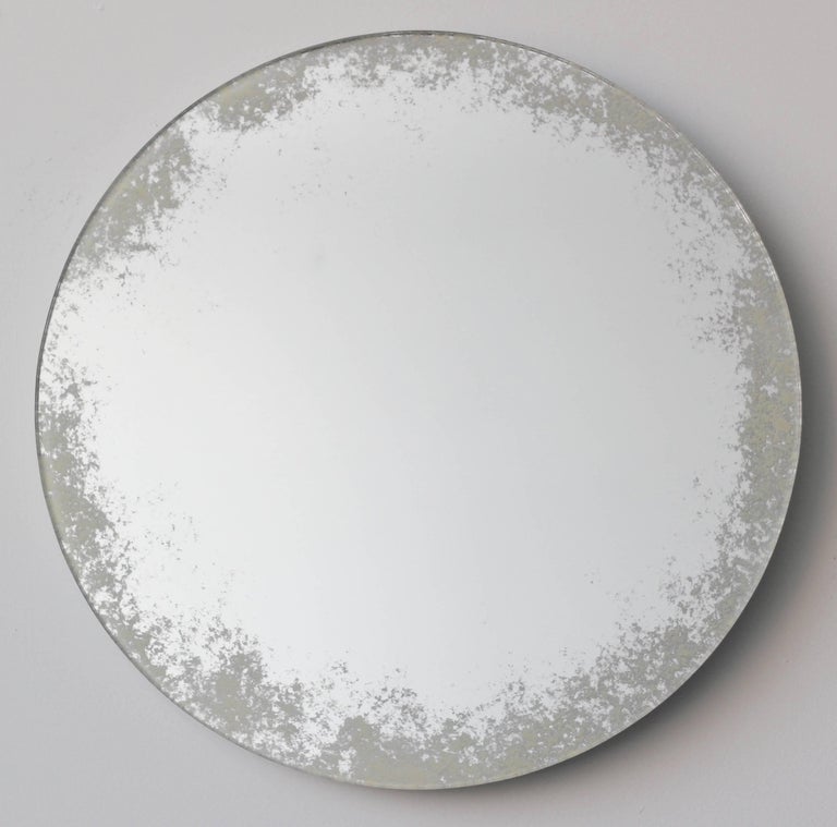 Orbis™ Round Mirror Silver with Ivory Antiqued Finish - 40cm / 15.8" at ...