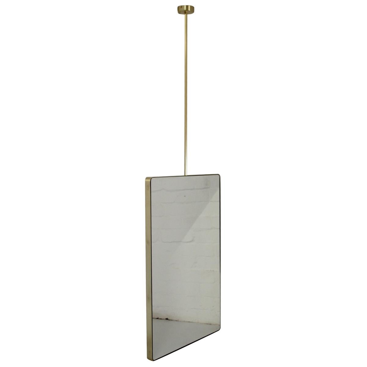 Quadris™ Rectangular Modern Mirror with Brass Frame at 1stDibs
