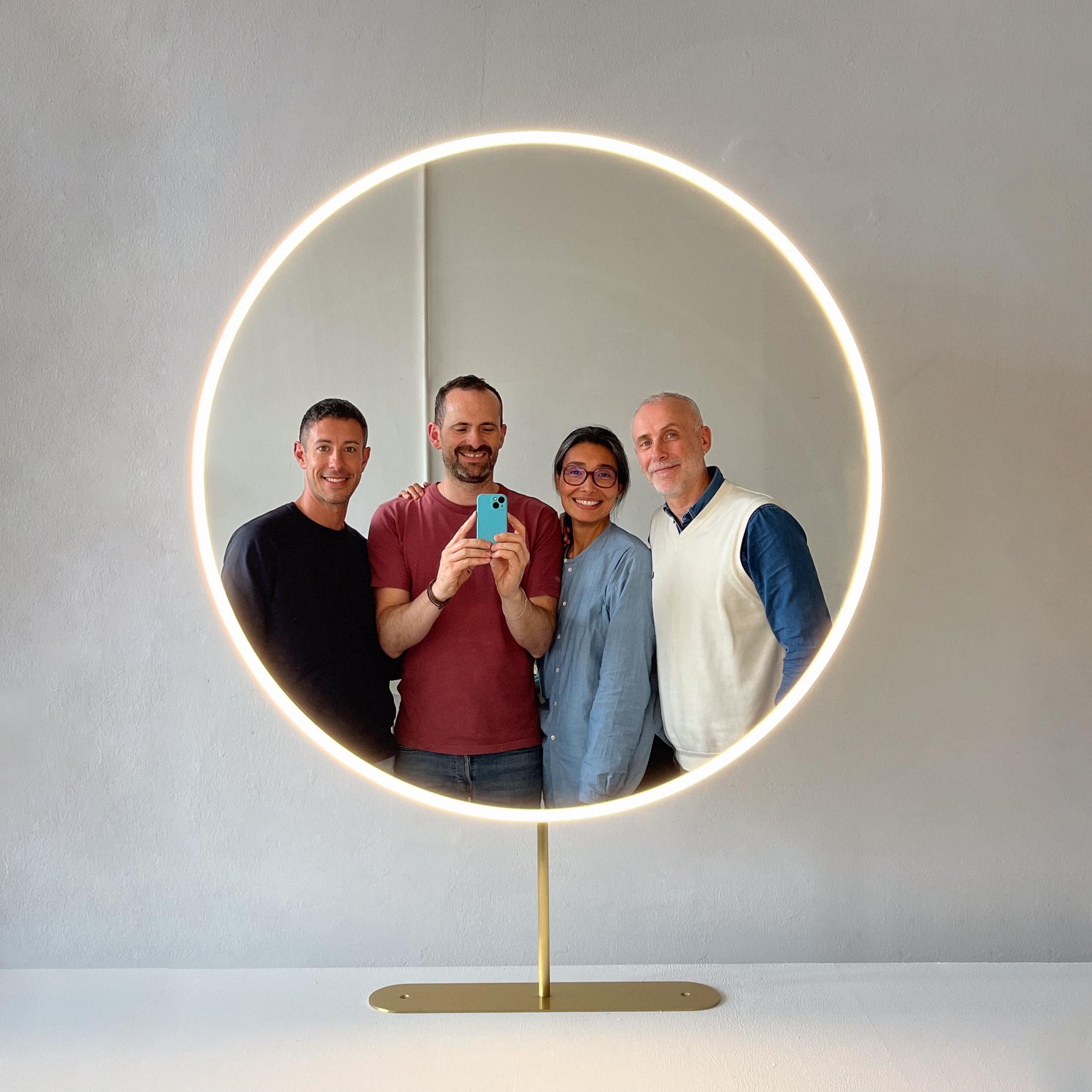 Orbis Round Countertop Illuminated Bathroom Mirror with Modern Brass ...