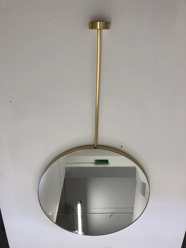 Orbis™ Round Double Sided Suspended Bathroom Mirror with a Brass Frame ...