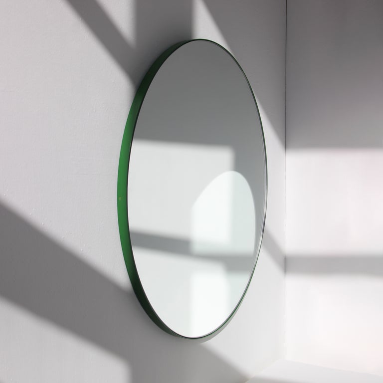 Orbis Round Minimalist Mirror with Green Frame - Small For Sale at ...
