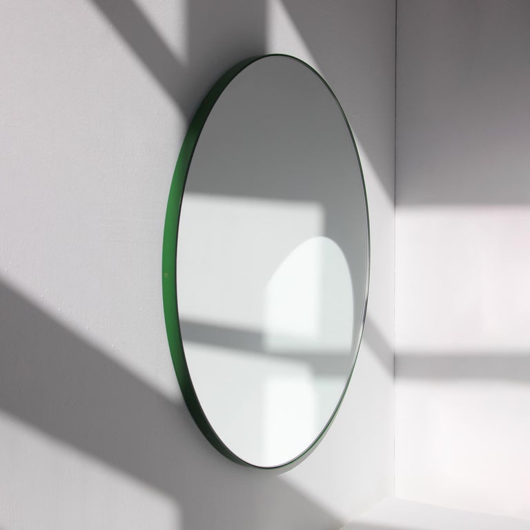 Orbis Round Modern Customisable Mirror with Green Frame, Large For Sale ...
