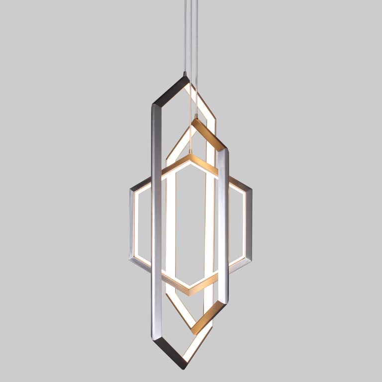 Orbis VX46 Hexagon Geometric Modern Led Chandelier Light Fixture For ...