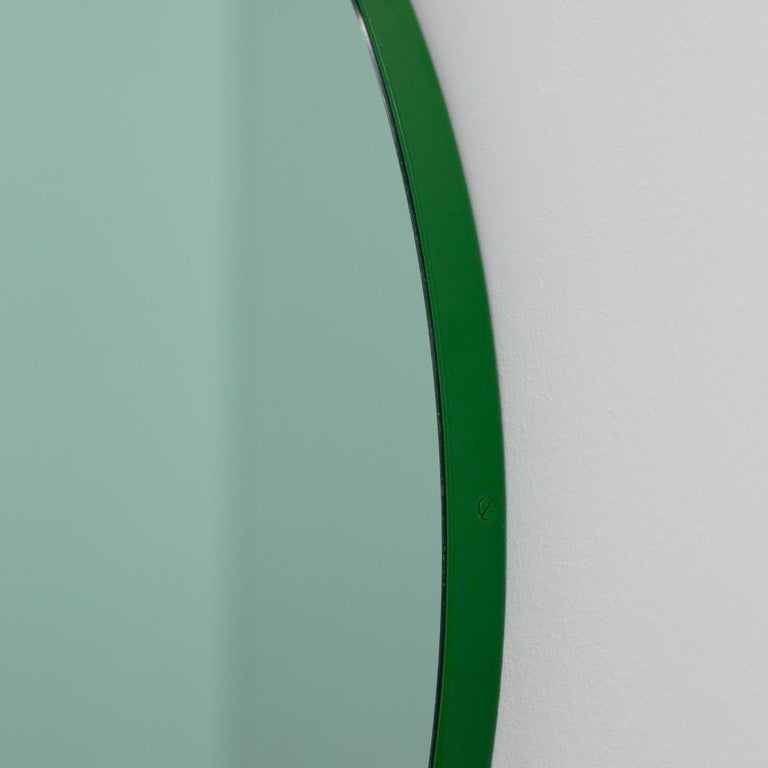 Orbis™ Green Tinted Modern Round Mirror with Green Frame - Oversized at ...