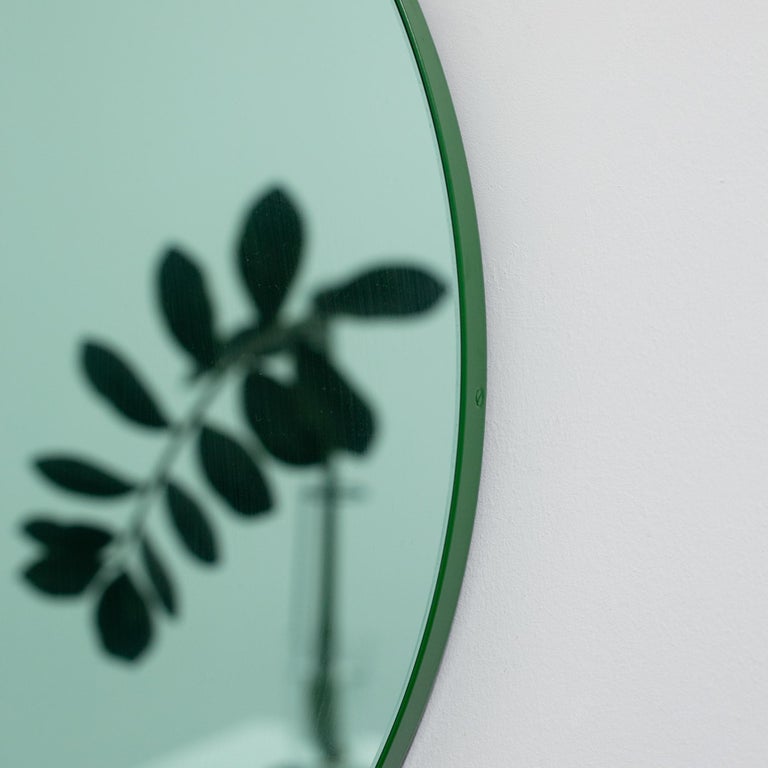 Orbis™ Green Tinted Modern Round Mirror with Green Frame - Oversized at ...