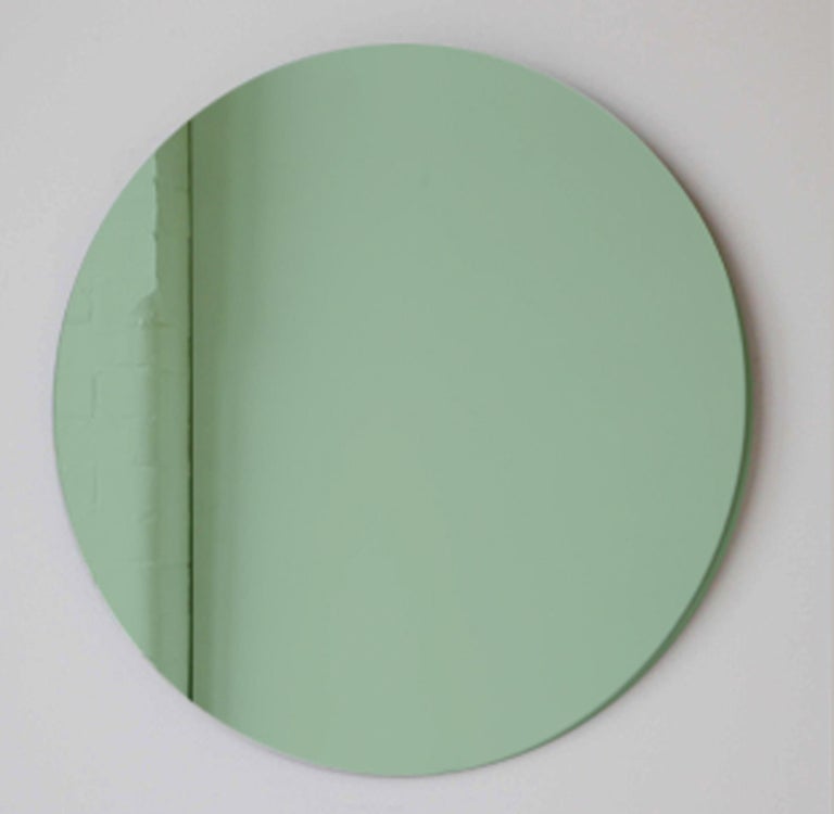 Orbis™ Green Tinted Round Frameless Handcrafted Bespoke Mirror ...
