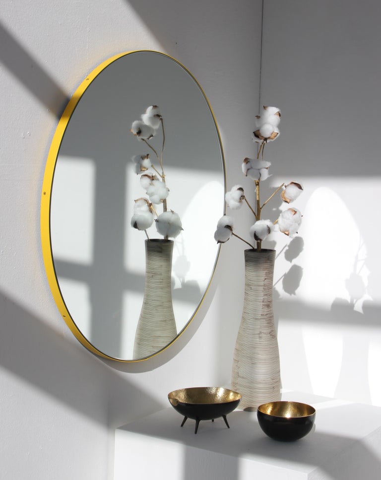 Orbis Round Modern Customisable Mirror with Yellow Frame - Small For ...