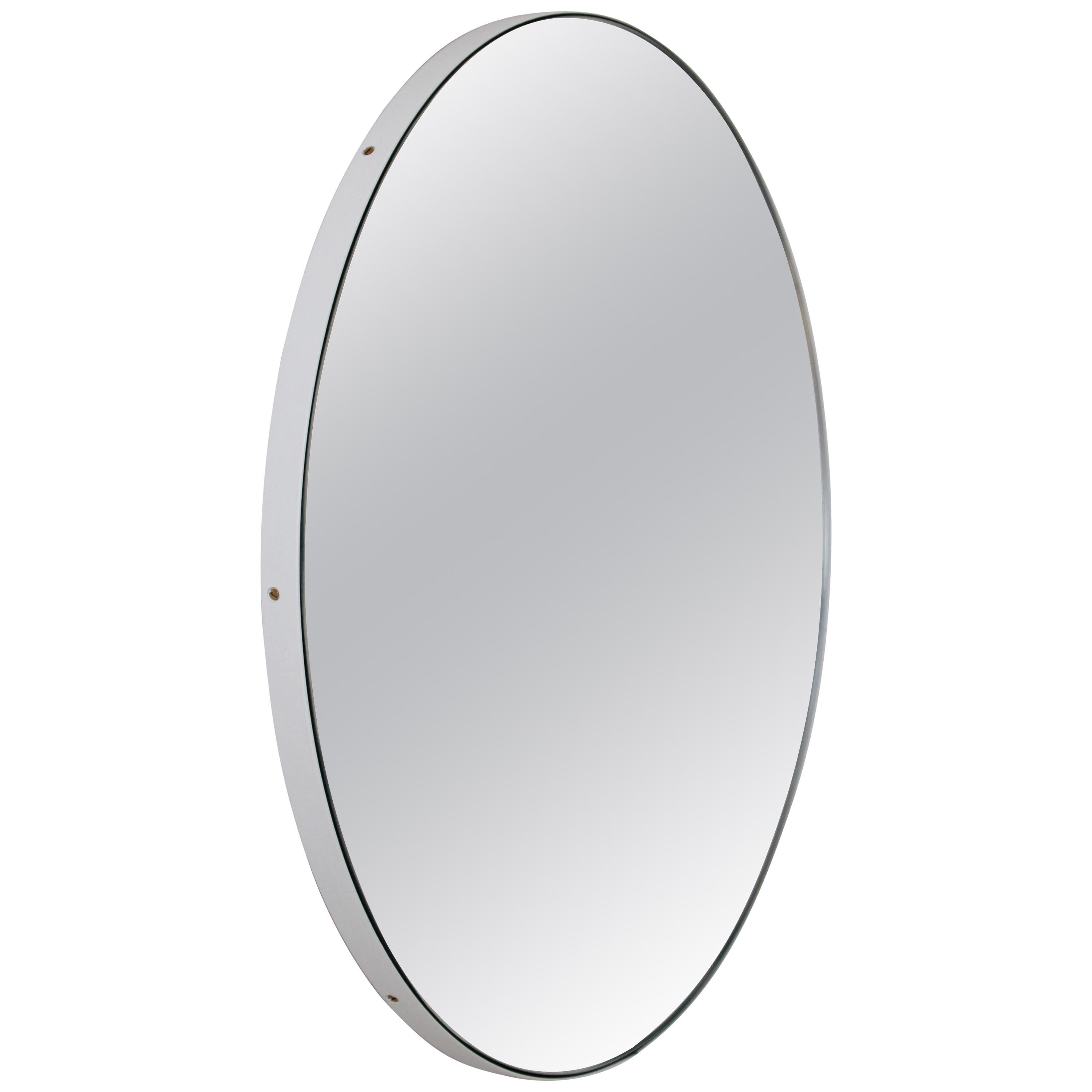 Orbis Round Handcrafted Modern Mirror with White Frame - Regular For ...