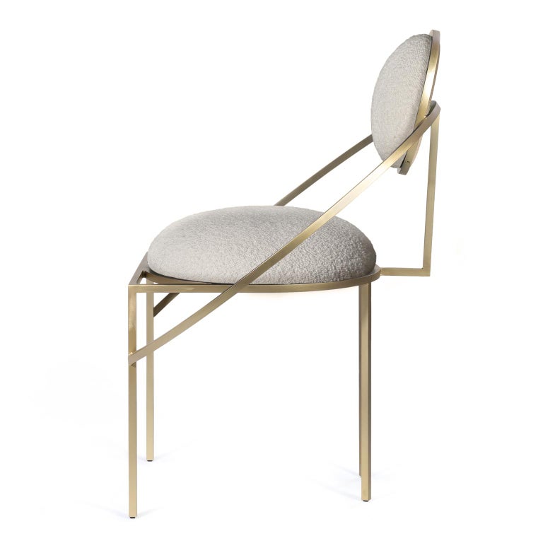 Orbit Chair, Brushed Brass and Cream Boucle Wool Fabric, by Lara Bohinc ...