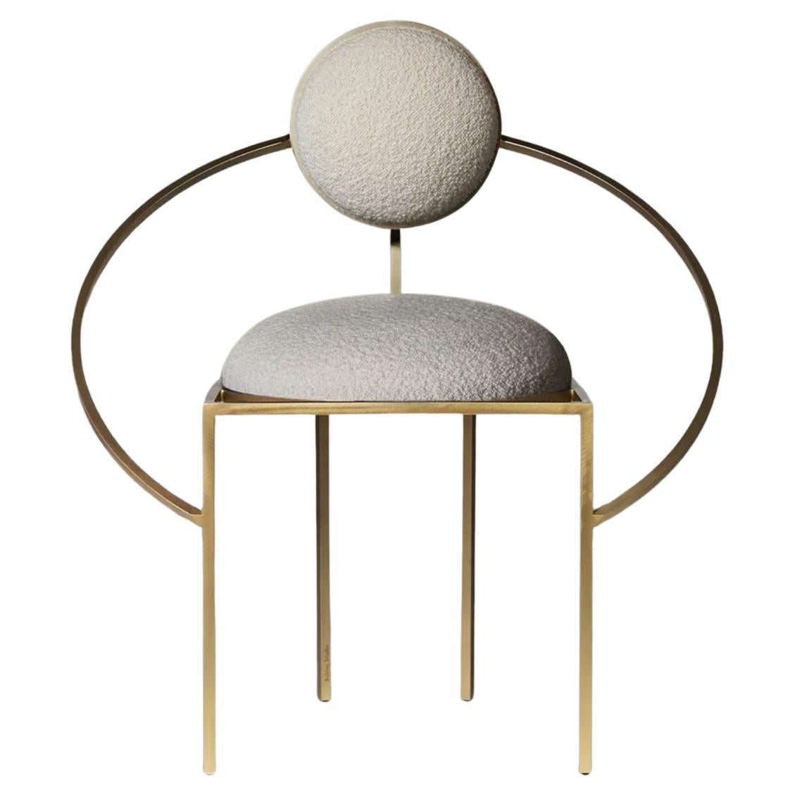 Solar Chair, Cream Boucle Wool Fabric and Brushed Brass Frame, by Lara ...