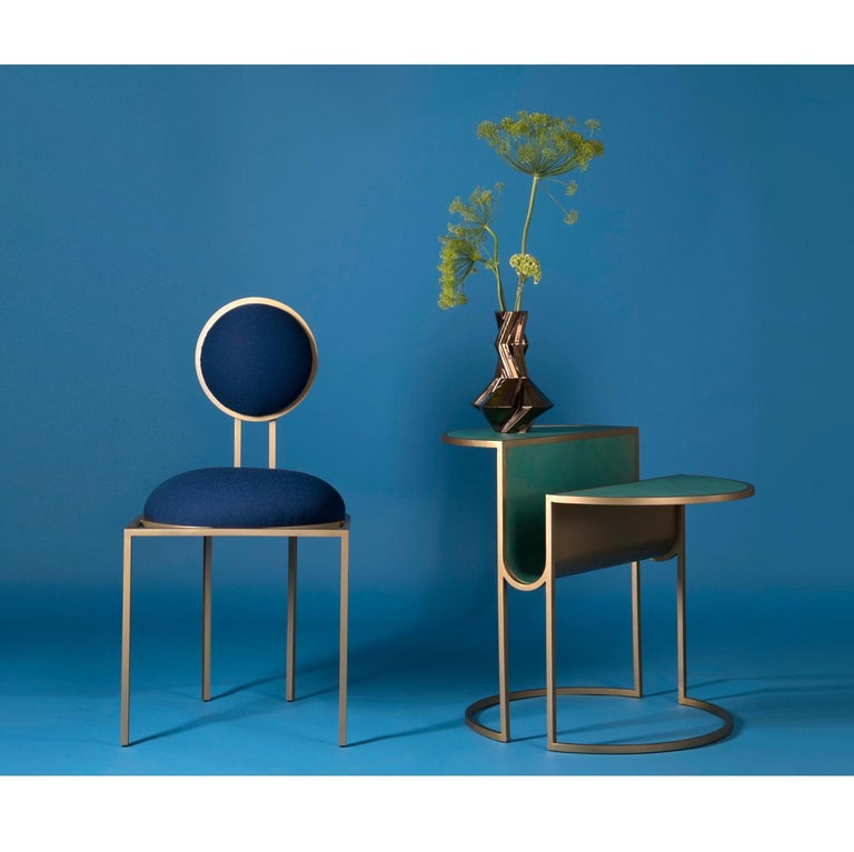 Orbit Dining Chair in Cream Wool Fabric and Brushed Brass, by Lara ...