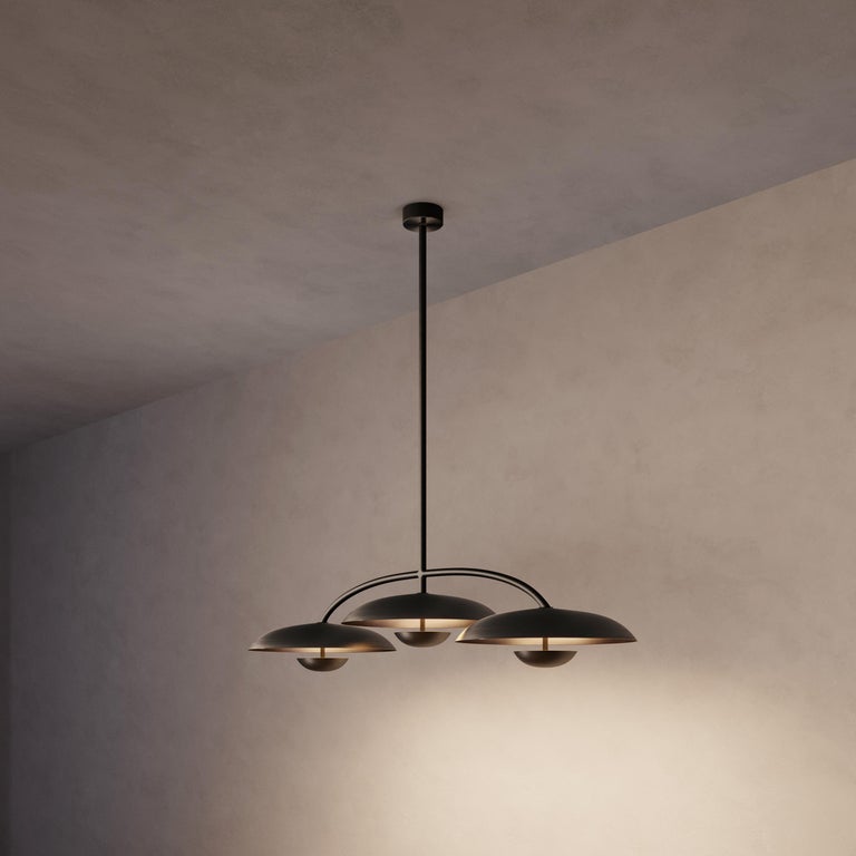 'Orbit Trio Regolith' Handmade Dark Bronze Brass Ceiling Light For Sale ...