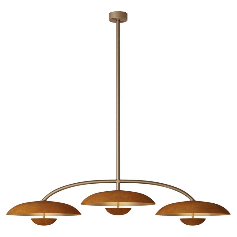 'Orbit Trio Rust' Handmade Rust Patinated Brass Ceiling Pendant For ...