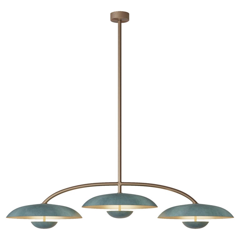 'Orbit Trio Verdigris' Handmade Verdigris Patinated Brass Ceiling Light ...