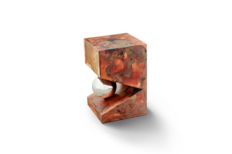Orchestra No.3 Copper Square Multi-Color Texture Stool Side Table ...
