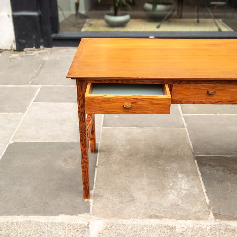 Oregon Pine and Brass Desk, Denmark, 1960s For Sale at 1stDibs