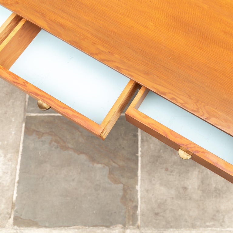 Oregon Pine and Brass Desk, Denmark, 1960s For Sale at 1stDibs