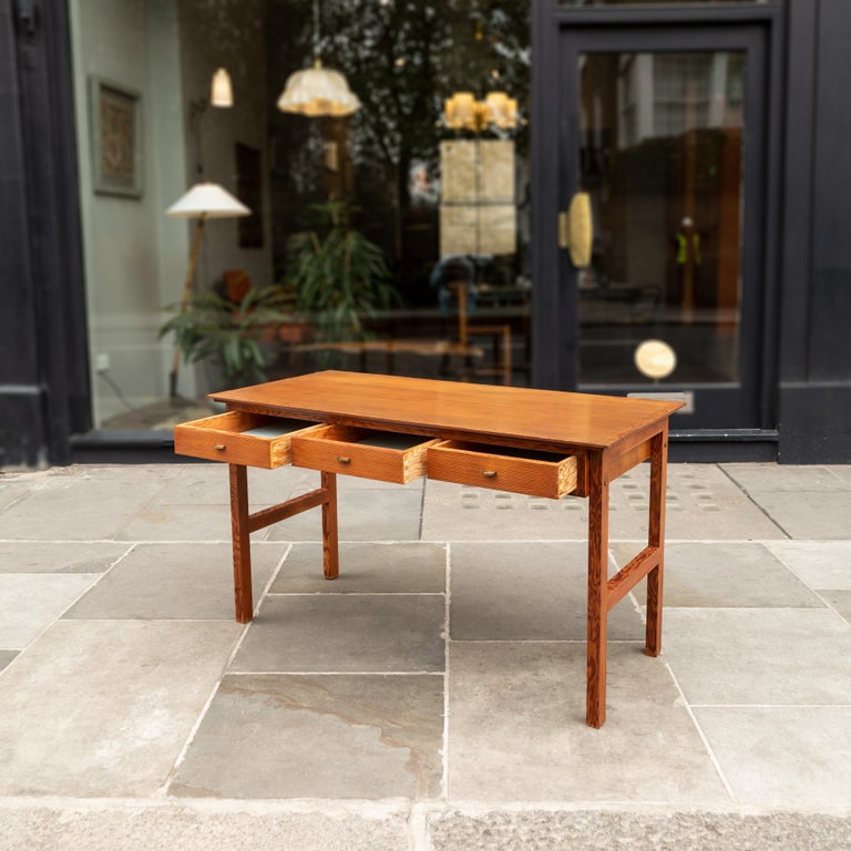 Oregon Pine and Brass Desk, Denmark, 1960s For Sale at 1stDibs