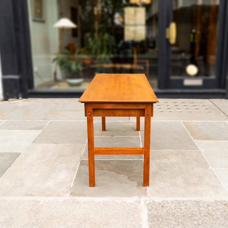 Oregon Pine and Brass Desk, Denmark, 1960s For Sale at 1stDibs