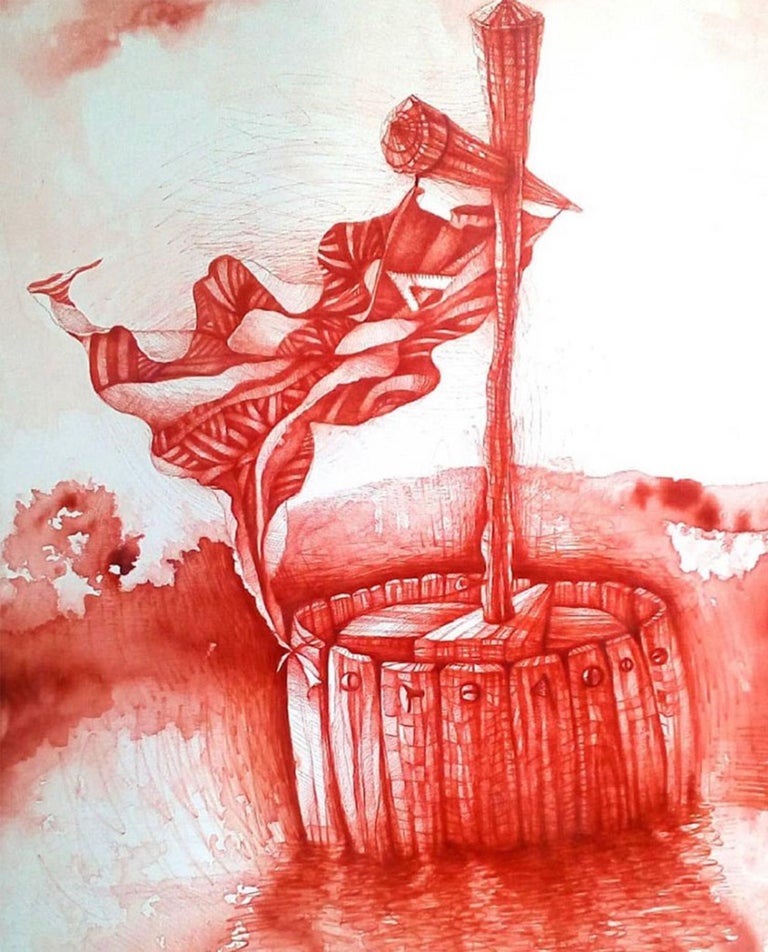 OREYDIS MACEO CORREOSO - Red Sail - Landscape Painting - Acrylic On ...