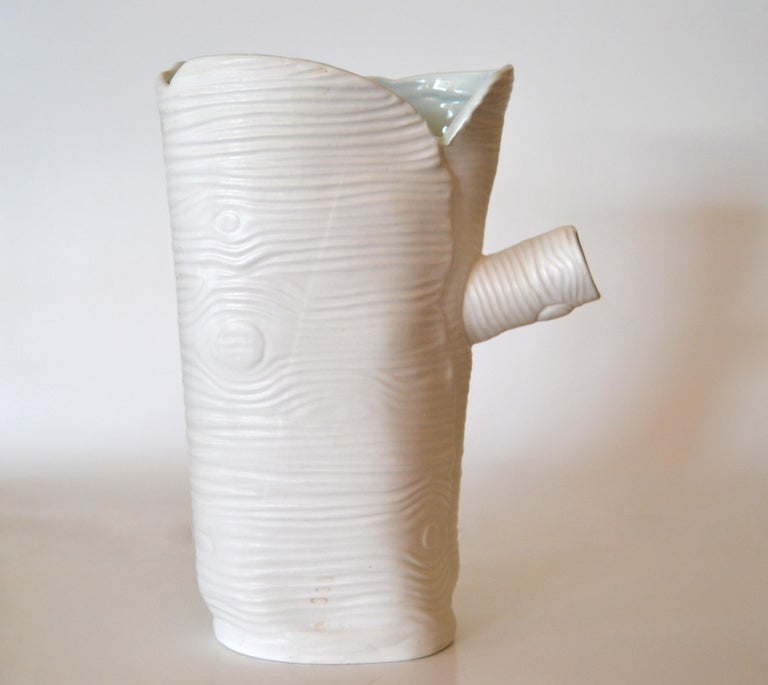 Organic American Modern White Ceramic Wild Woodland Tree Stump Vase ...