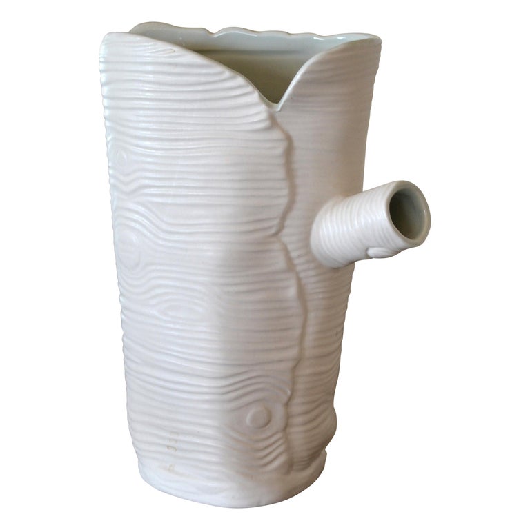 Organic American Modern White Ceramic Wild Woodland Tree Stump Vase ...