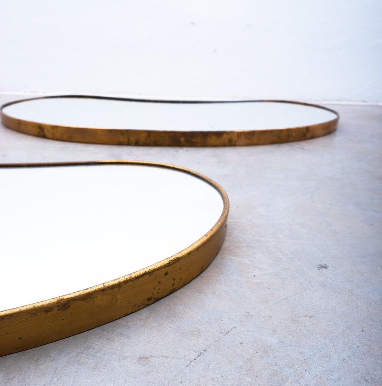 Organic Brass Rim Frame Mirrors Pair, Mid-Century, Italy For Sale at ...