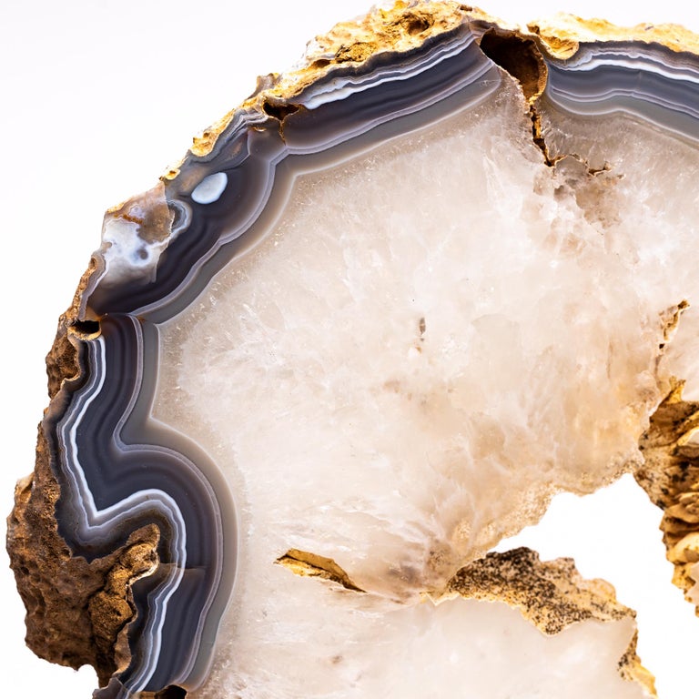 Organic Brazilian Shape Agate Slab on a Custom Acrylic Stand at 1stDibs