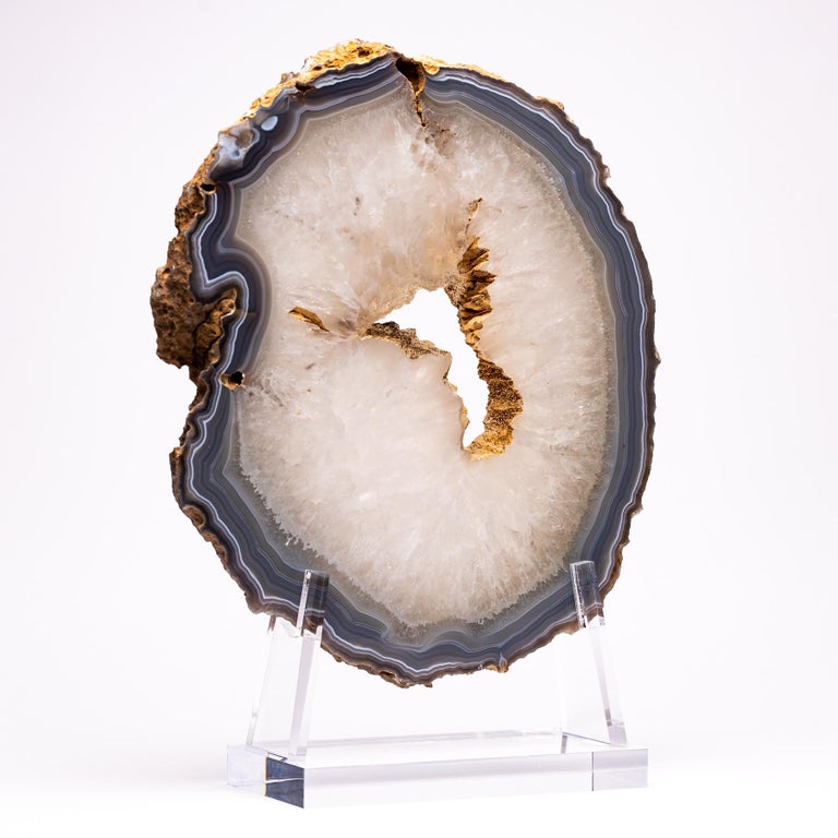 Organic Brazilian Shape Agate Slab on a Custom Acrylic Stand at 1stDibs