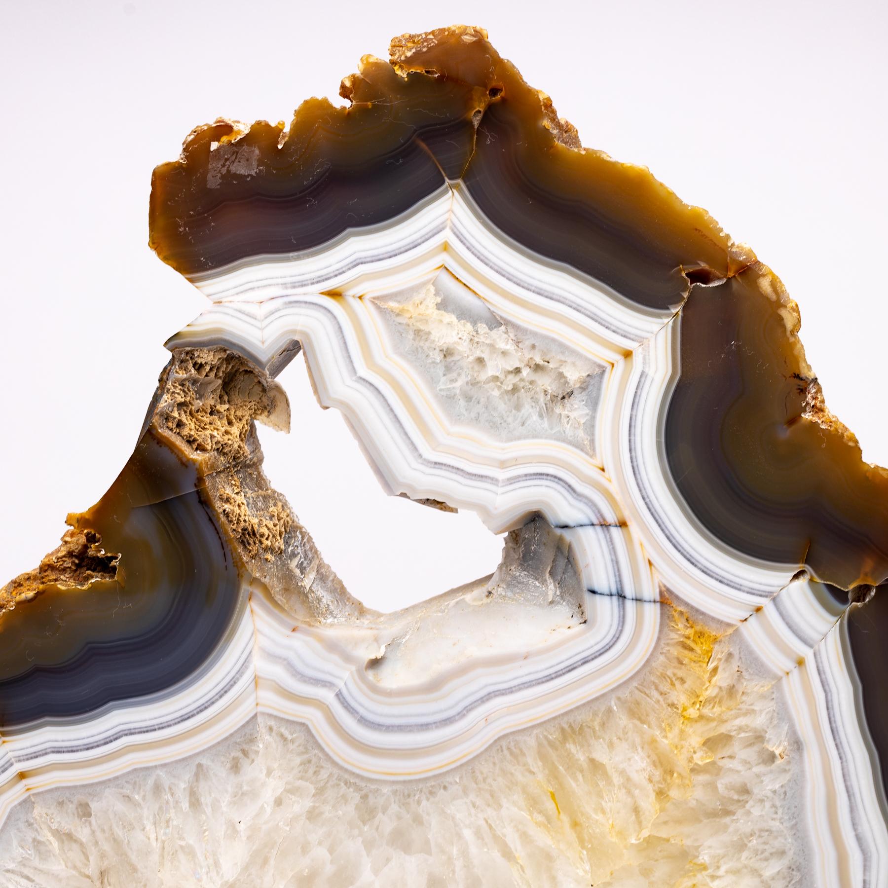 Organic Brazilian Shape Agate Slab on a Custom Acrylic Stand at 1stDibs